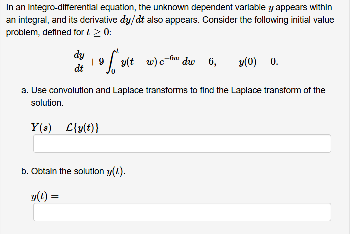 Solved In an ﻿integro-differential equation, the unknown | Chegg.com