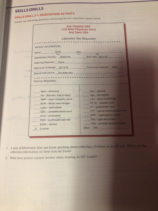 SKILLS DRILLS SKILLS DRILL 2-1: REQUISITION ACTIVITY | Chegg.com