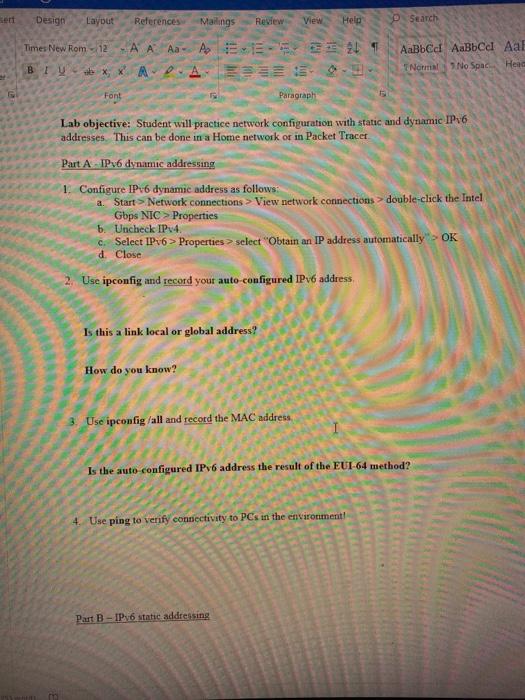 Solved Lab 29 - Pin Desige Layout Reference Mailings Beview | Chegg.com