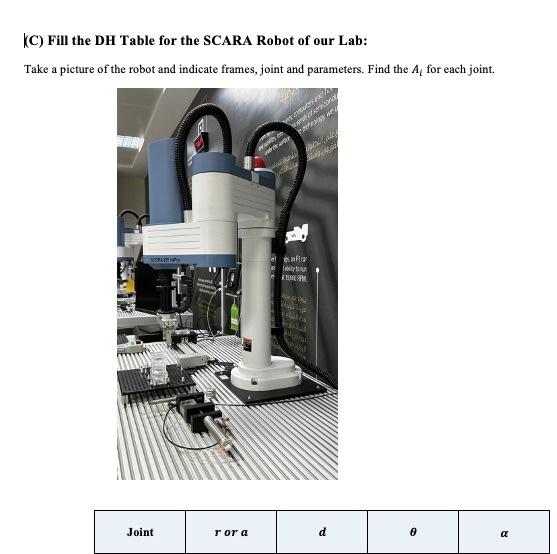 (C) Fill the DH Table for the SCARA Robot of our Lab: | Chegg.com
