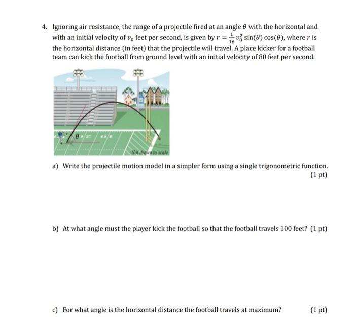 Solved 4. Ignoring air resistance, the range of a projectile | Chegg.com