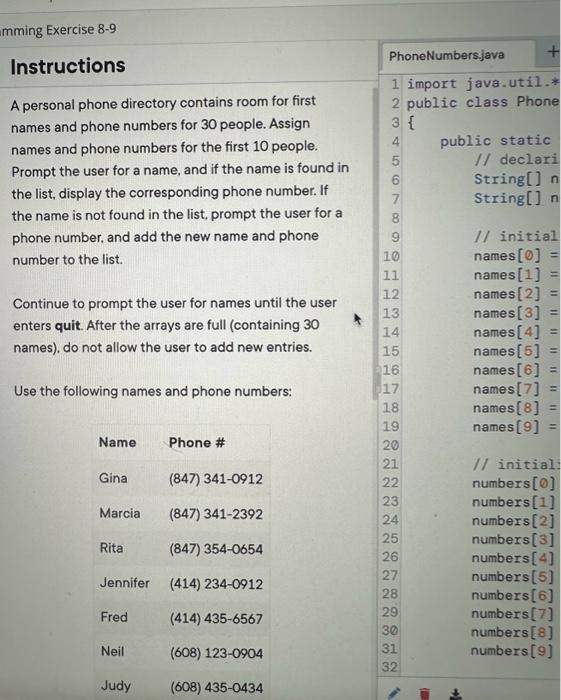 Solved Instructions A personal phone directory contains room | Chegg.com