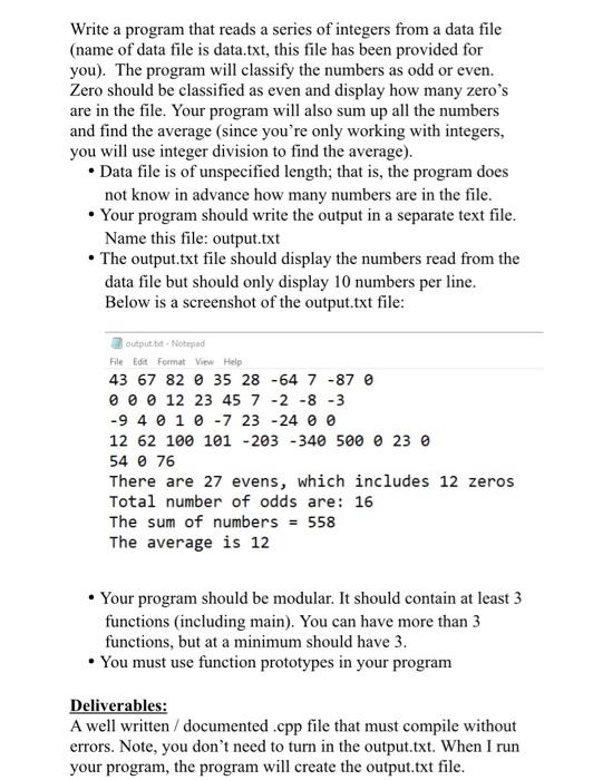 Solved C++ language, make a Data.text file with the numbers | Chegg.com