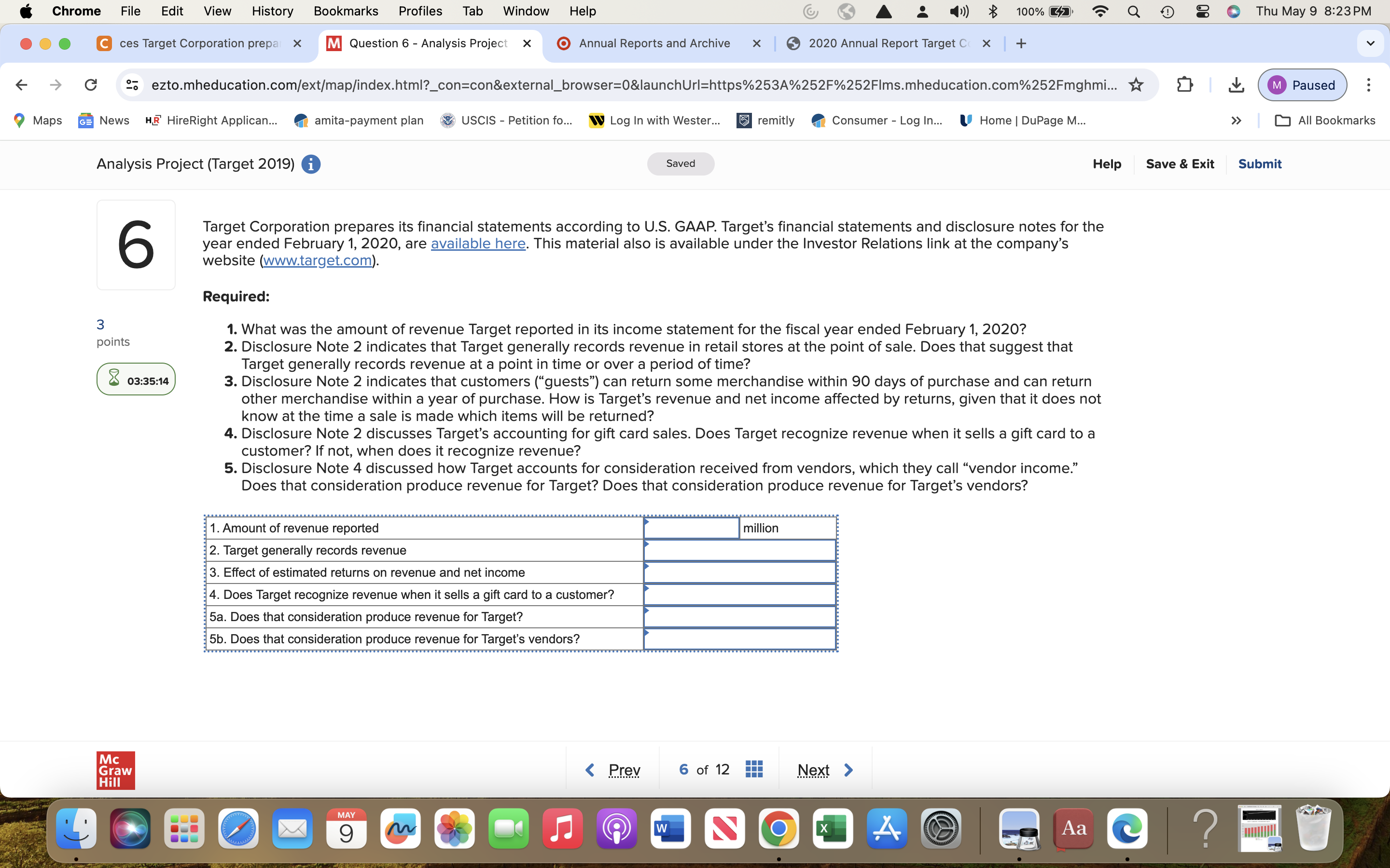 Solved Analysis Project (Target 2019)SavedHelpSave & | Chegg.com