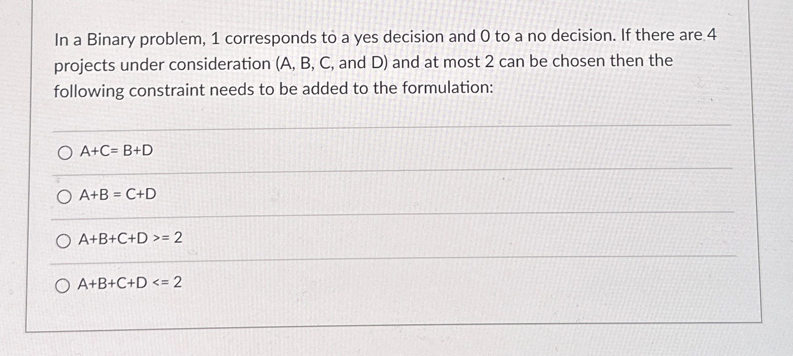Solved In a Binary problem, 1 ﻿corresponds to a yes decision | Chegg.com