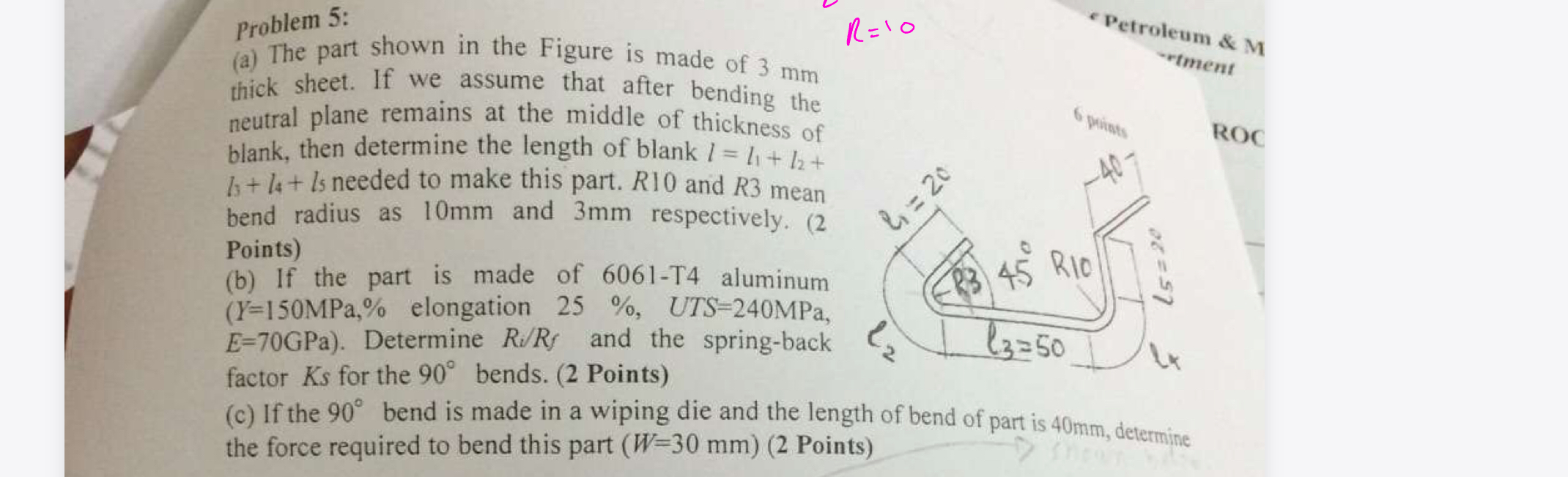 Solved (a) ﻿The part shown in the Figure is made of 3mm | Chegg.com