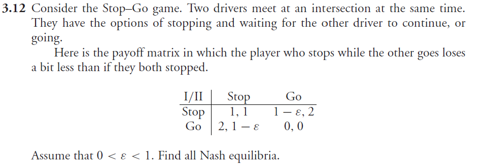 Solved 3.12 ﻿Consider the Stop-Go game. Two drivers meet at | Chegg.com