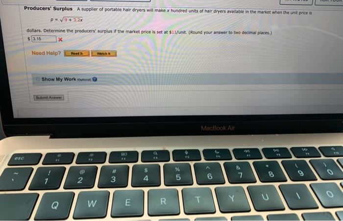 Solved Producers' Surplus A supplier of portable hair dryers | Chegg.com