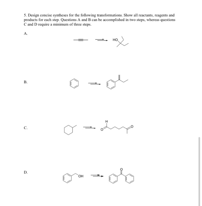 Solved 5. Design concise syntheses for the following | Chegg.com