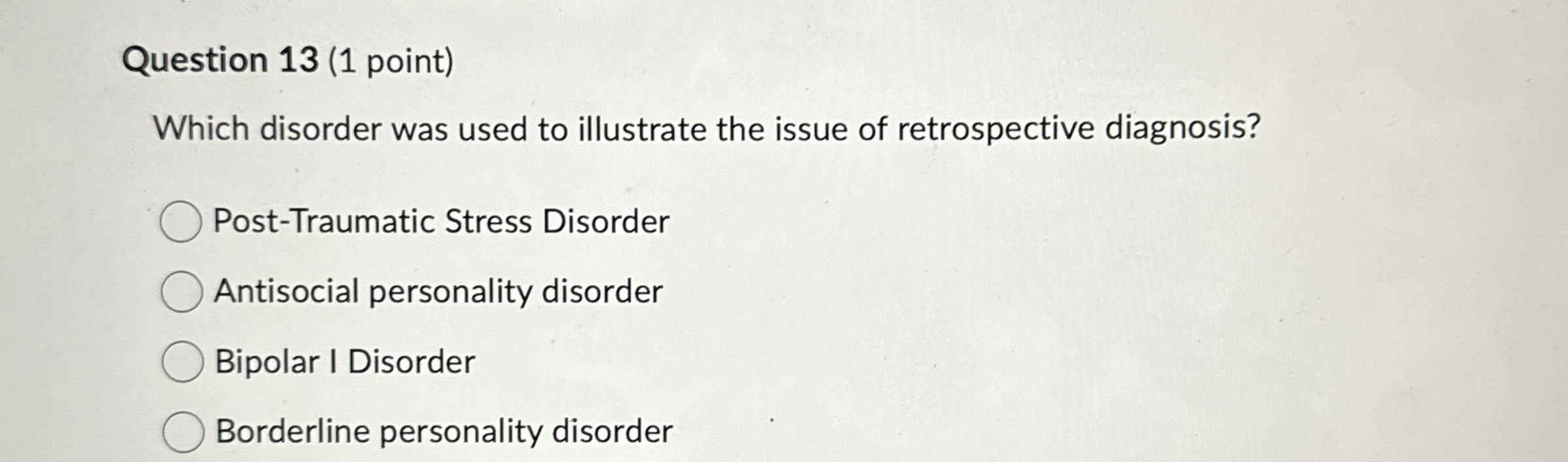 High Quality SOLUTION Question 13 (1 ﻿point)Which disorder was used to | Chegg.com