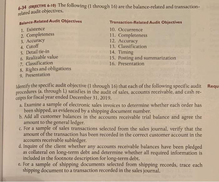 Solved 6-34 (OBJECTIVE 6-10) The following (1 through 16) | Chegg.com