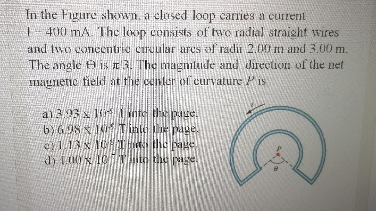 Solved In the Figure shown. a closed loop carries a current | Chegg.com