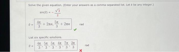 Solved Solve the given equation. (Enter your answers as a | Chegg.com
