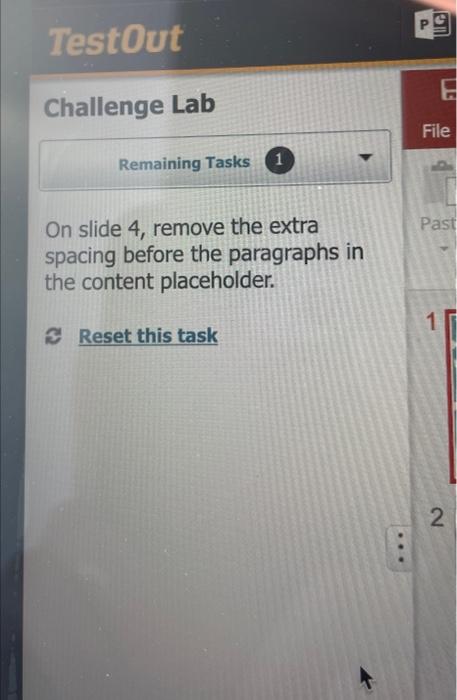 Solved TestOut Challenge Lab Remaining Tasks 1 On slide 4, | Chegg.com