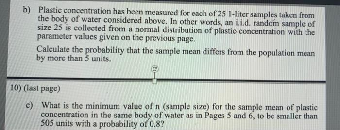 Solved b) Plastic concentration has been measured for each | Chegg.com