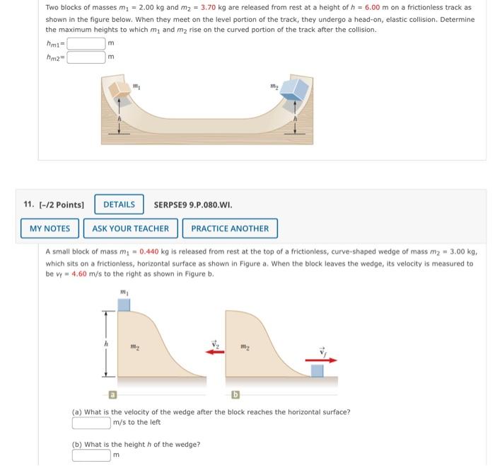 Solved Two blocks of masses mi = 2.00 kg and m2 = 3.70 kg | Chegg.com