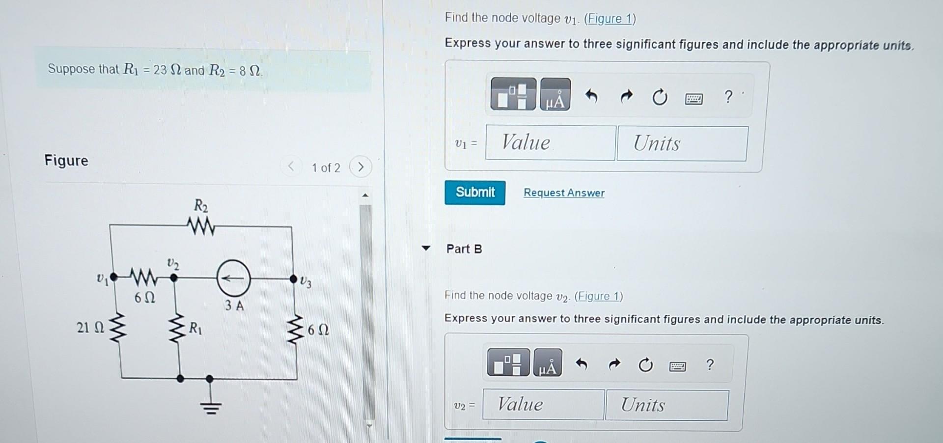 Solved Find the node voltage v1. Express your answer to | Chegg.com