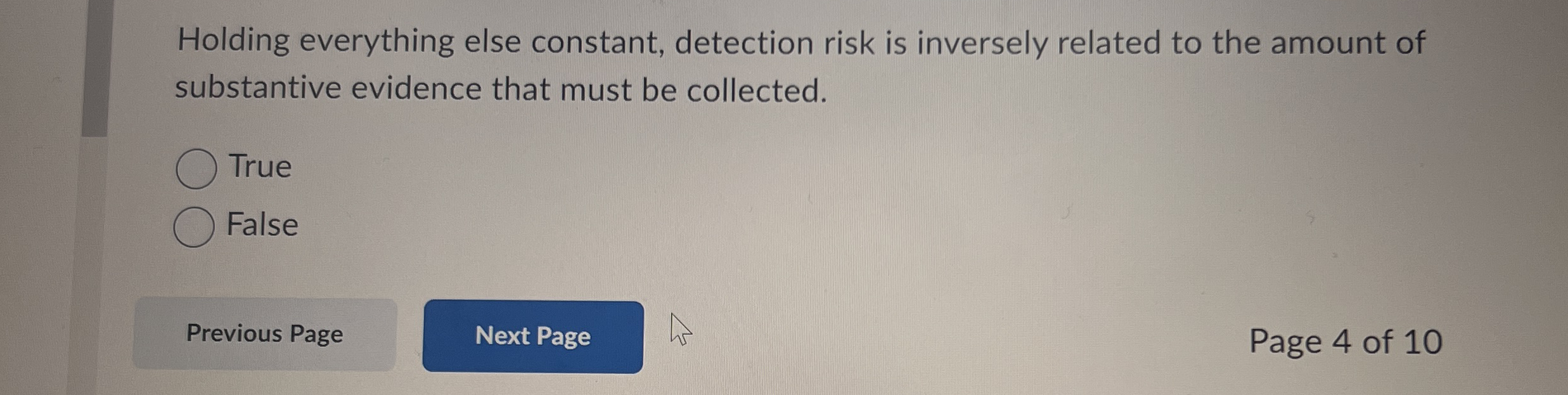 Solved Holding everything else constant, detection risk is | Chegg.com
