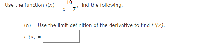 Solved Use the function f(x)=10x-7, ﻿find the following.(a) | Chegg.com
