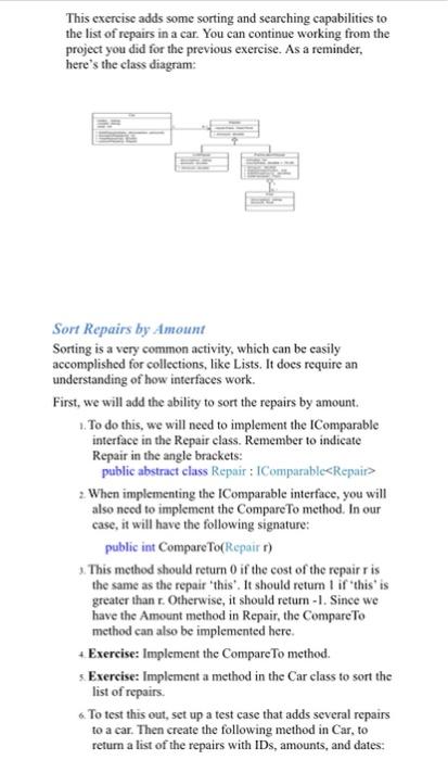 Solved This exercise adds some sorting and searching | Chegg.com