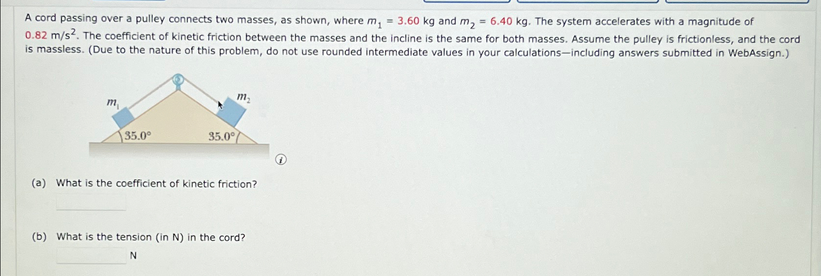 Solved A cord passing over a pulley connects two masses, as | Chegg.com