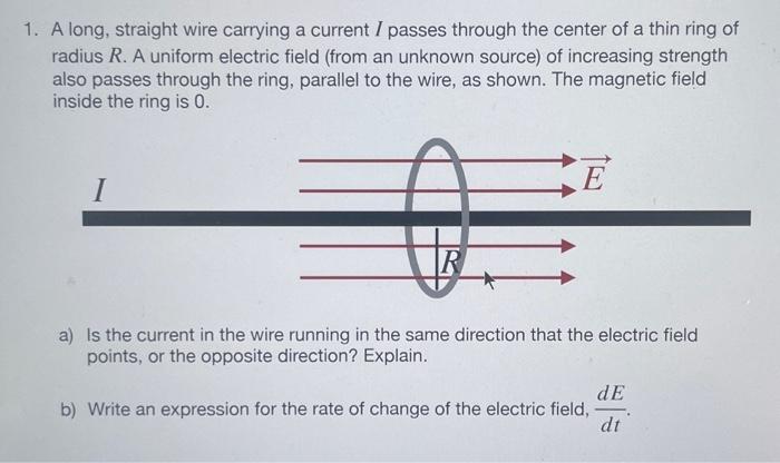 Solved A long, straight wire carrying a current I passes | Chegg.com