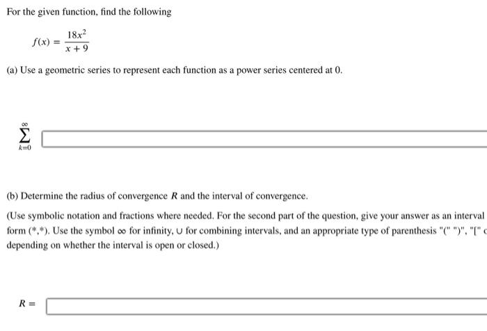 Solved For the given function, find the following | Chegg.com