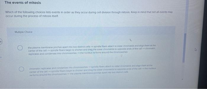 Solved which of the following choices lists events in order | Chegg.com