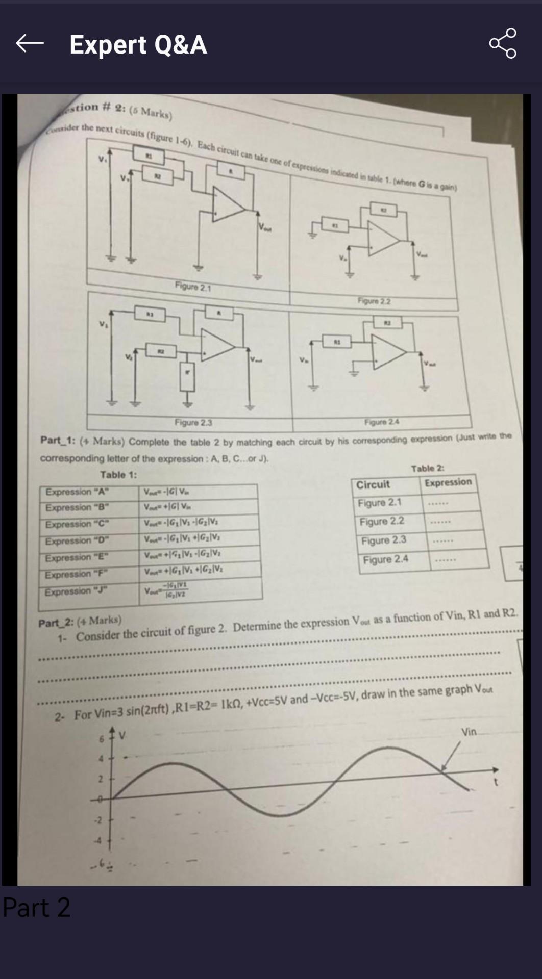 Solved Consider the next circuits (fion... Part_1: (4 Marks) | Chegg.com