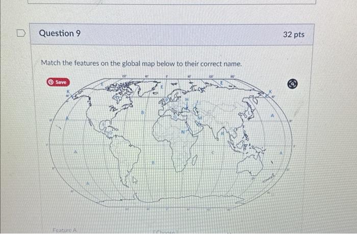 Solved Match the features on the global map below to their | Chegg.com