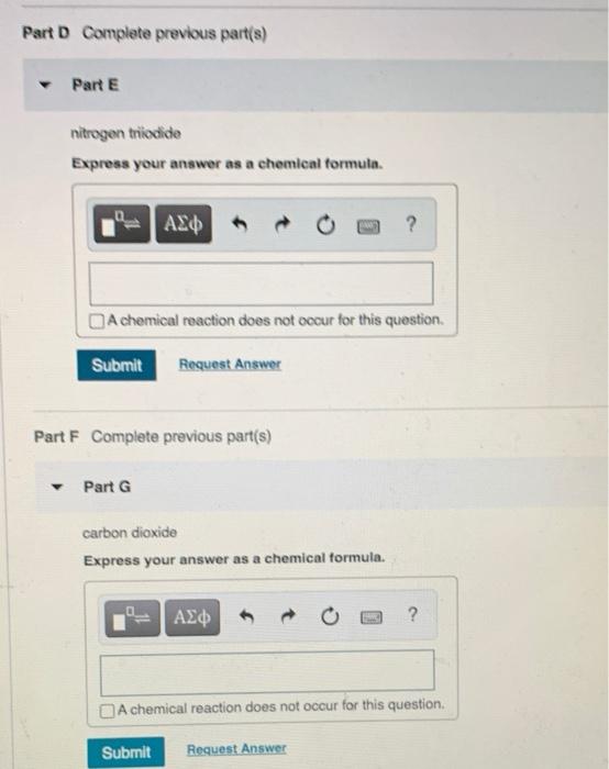 Solved Part D Complete previous part(s) Part E nitrogen | Chegg.com