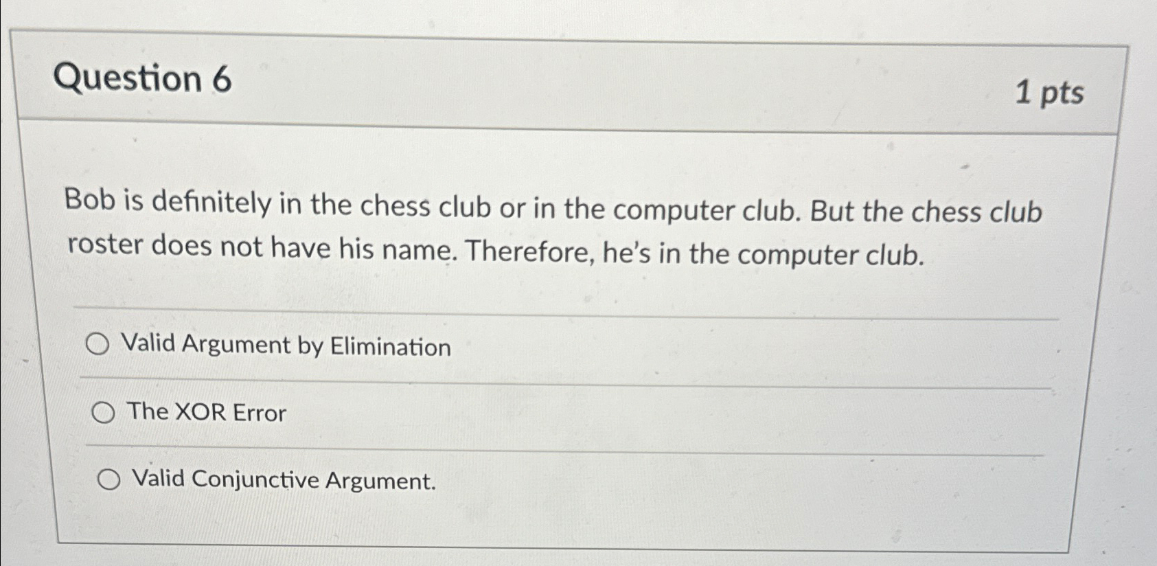 Solved Question 61ptsBob is definitely in the chess club or | Chegg.com