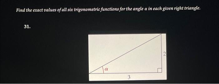 Solved Find the exact values of all six trigonometric | Chegg.com