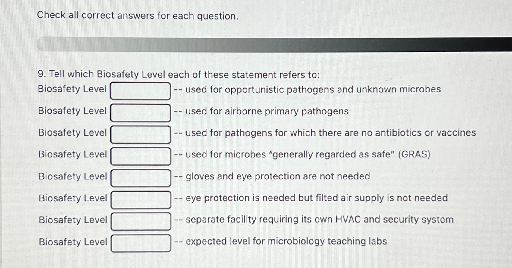 Solved Check all correct answers for each question.9. ﻿Tell | Chegg.com