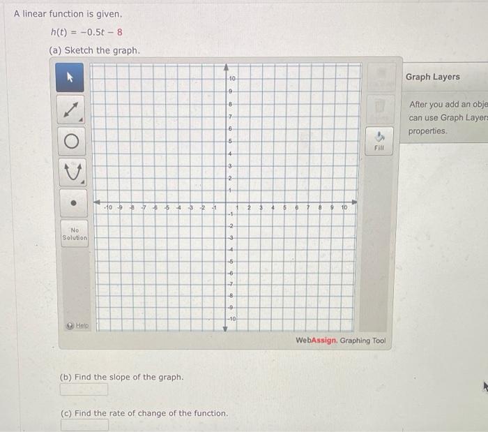 Solved A linear function is given, h(t)=−0.5t−8 (a) Sketch | Chegg.com