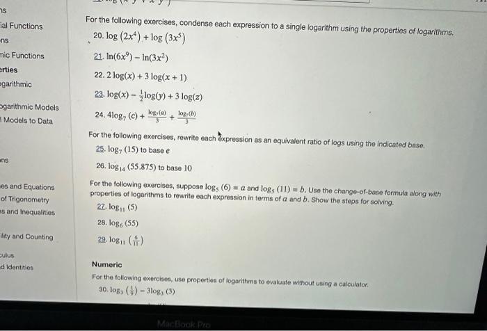 Solved For the following exercises, expand each logarithm as | Chegg.com