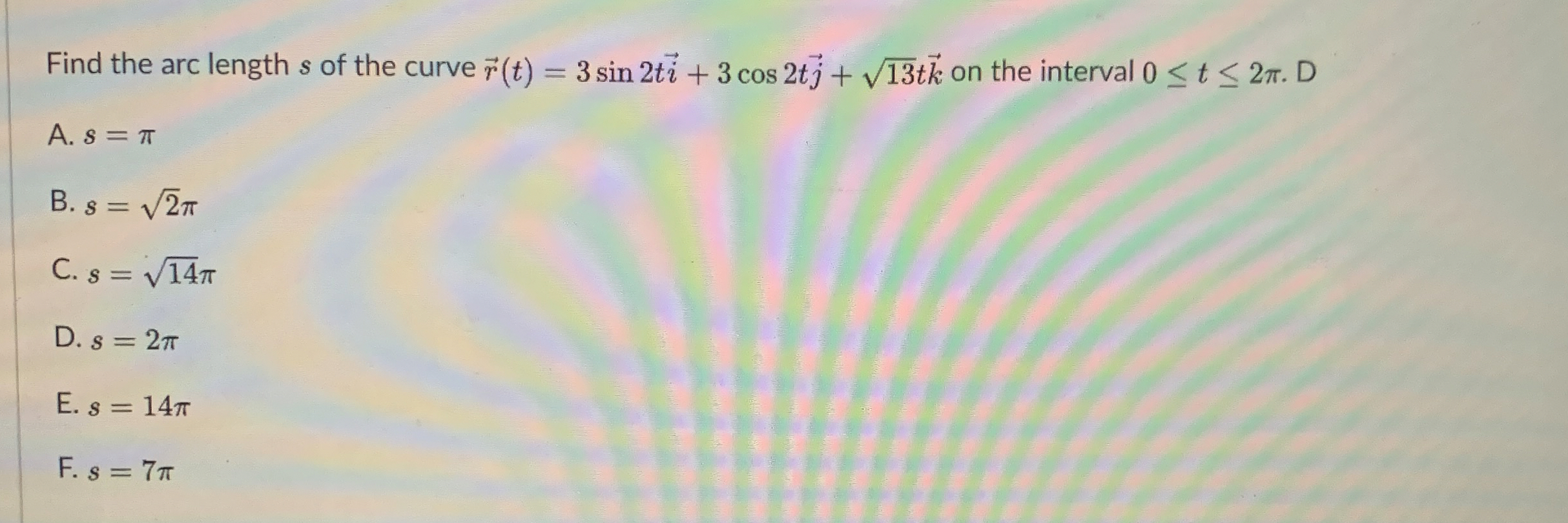 Solved Find the arc length s ﻿of the curve | Chegg.com