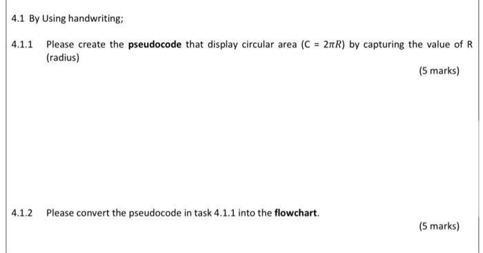 Solved 4.1 By Using handwriting; 4.1.1 Please create the | Chegg.com
