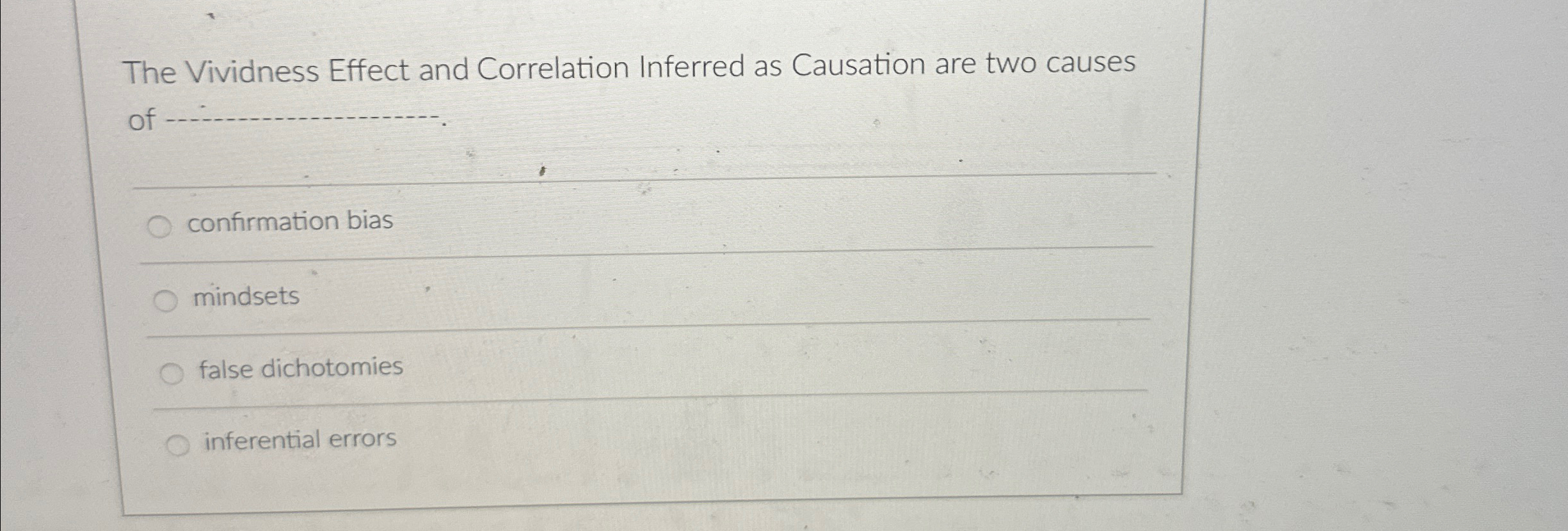 Solved The Vividness Effect and Correlation Inferred as | Chegg.com