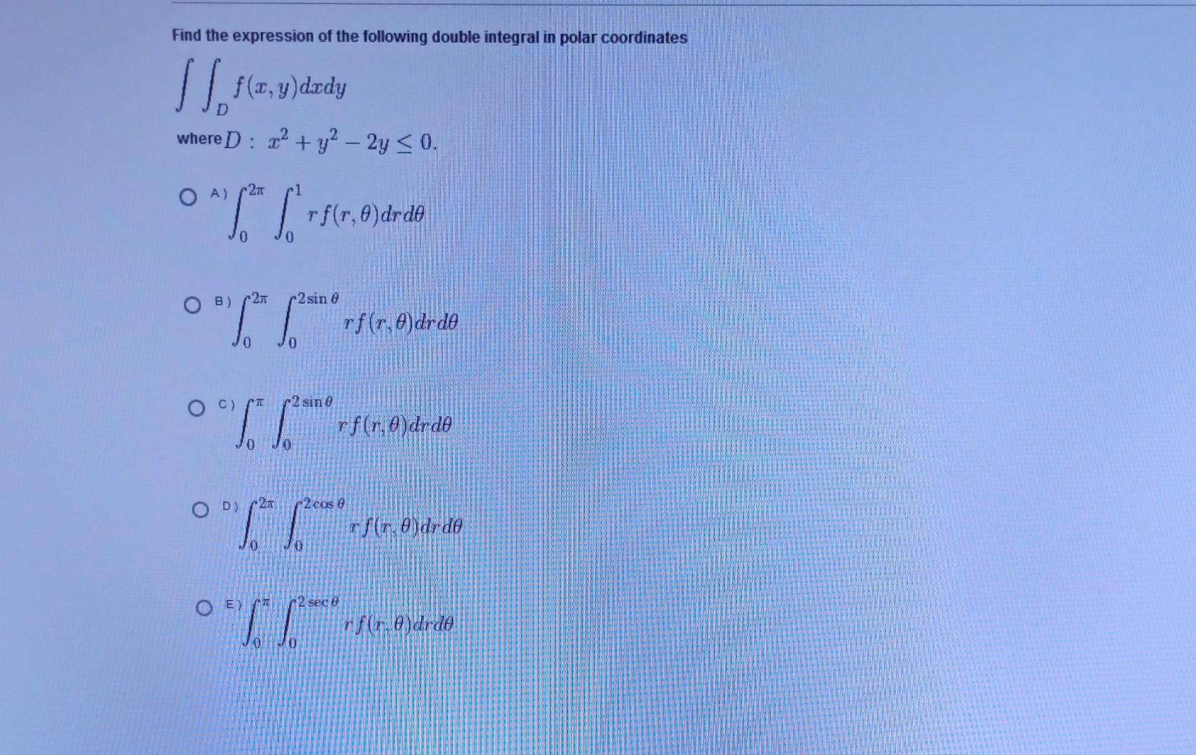 Solved Find the expression of the following double integral | Chegg.com