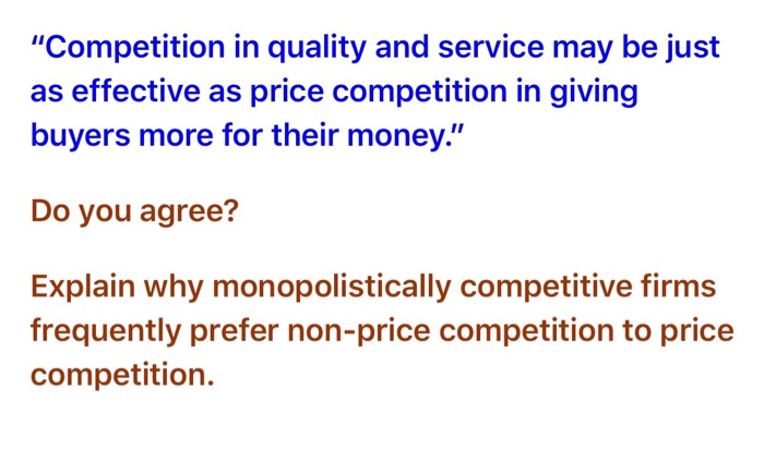 Solved "Competition in quality and service may be just as | Chegg.com