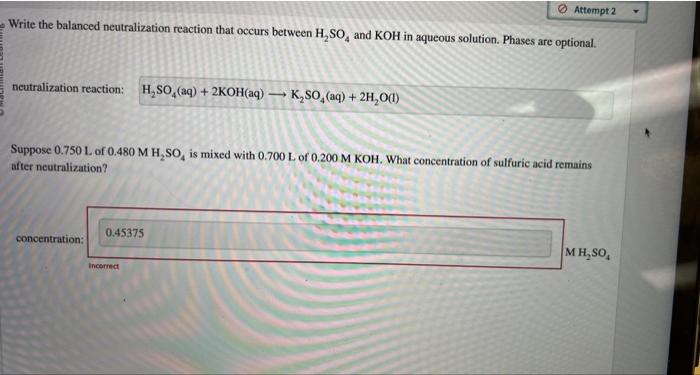 Solved Write the balanced neutralization reaction that | Chegg.com