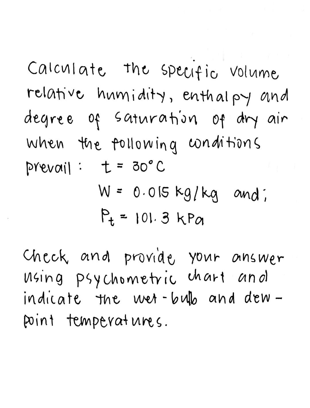 Solved calculate the specific volume relative humidity, | Chegg.com