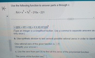 Solved Use the following function to answer parts a through | Chegg.com