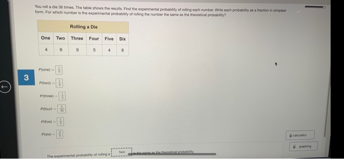 Solved You roll a die 36 times. The table shows the results. | Chegg.com