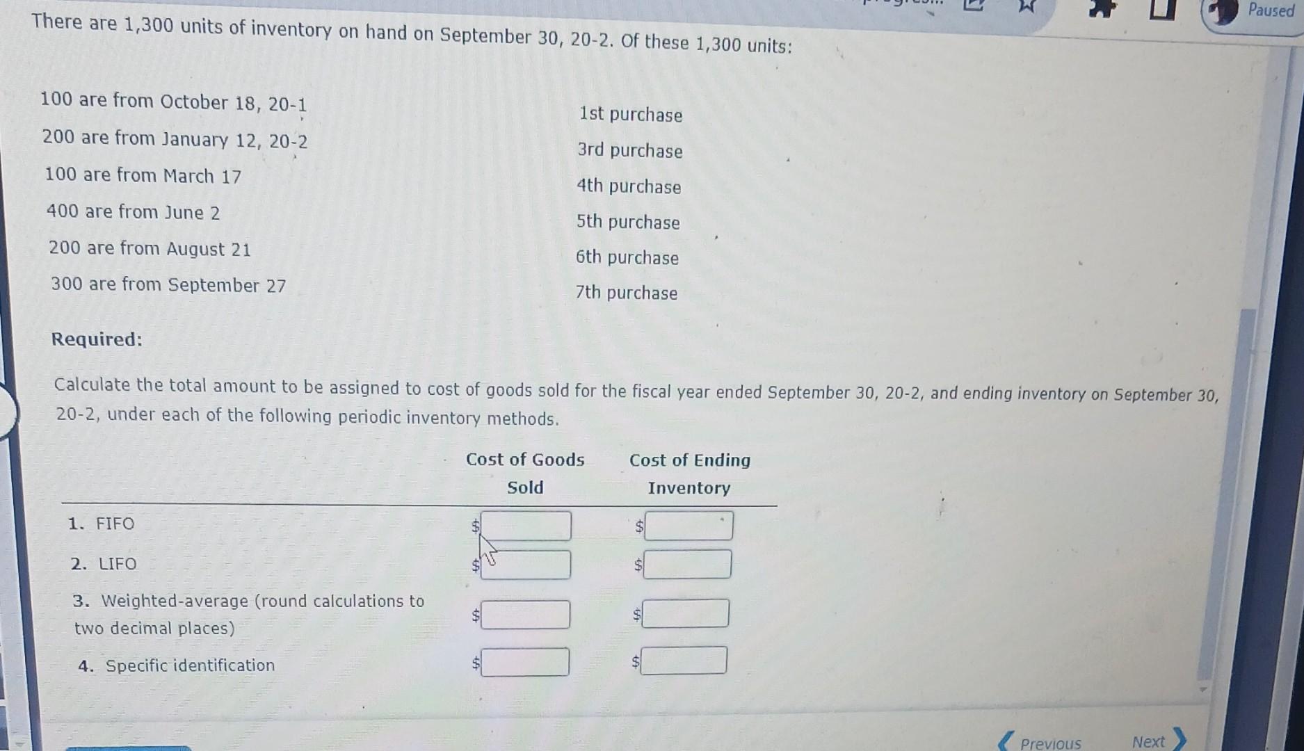 Solved Specific Identification, FIFO, LIFO, and | Chegg.com
