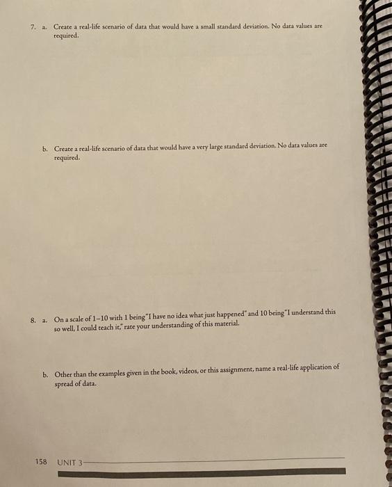 Solved 6. a. Create a set of data containing 5 values with a | Chegg.com