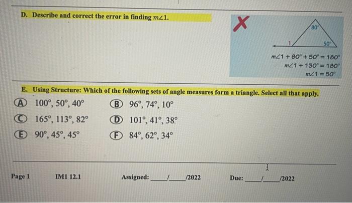 Solved 12.1 Angles of Triangles Last Updated: 4/1922 A. | Chegg.com