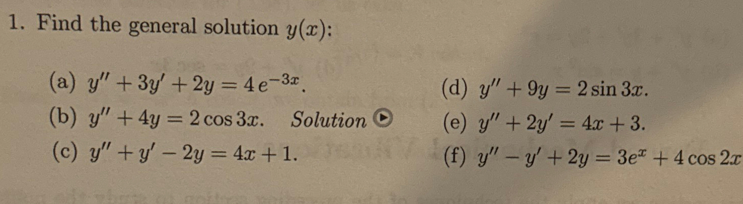 Find the general solution y(x) | Chegg.com