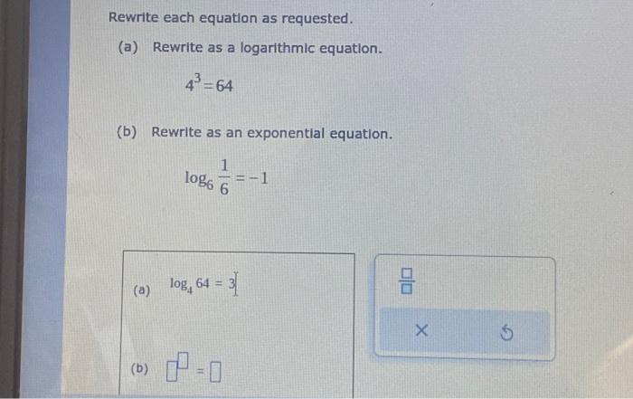 Solved Rewrite Each Equation As Requested A Rewrite As A